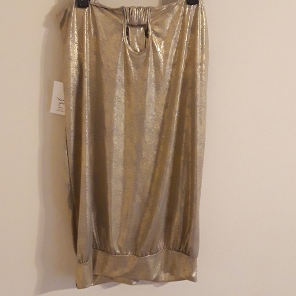 Zenobia | Dresses | Zenobia Plus Size Metallic Gold Dress Nwt | Poshmark